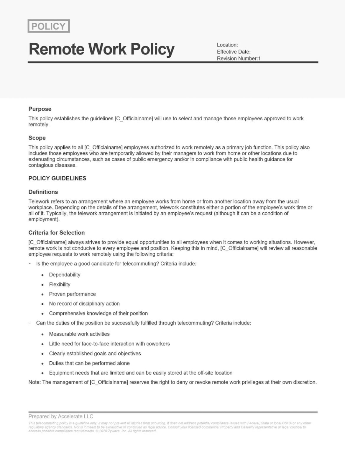 Workplace Policies And Procedure Template