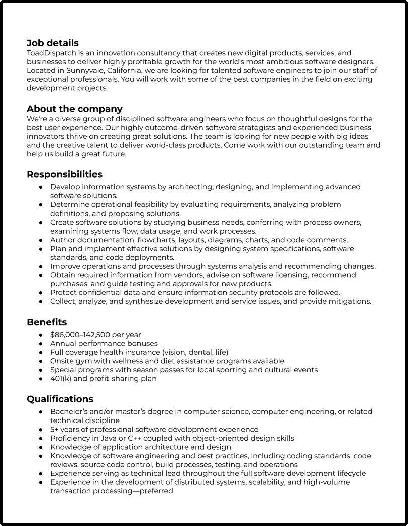 Software Developer Job Description Template